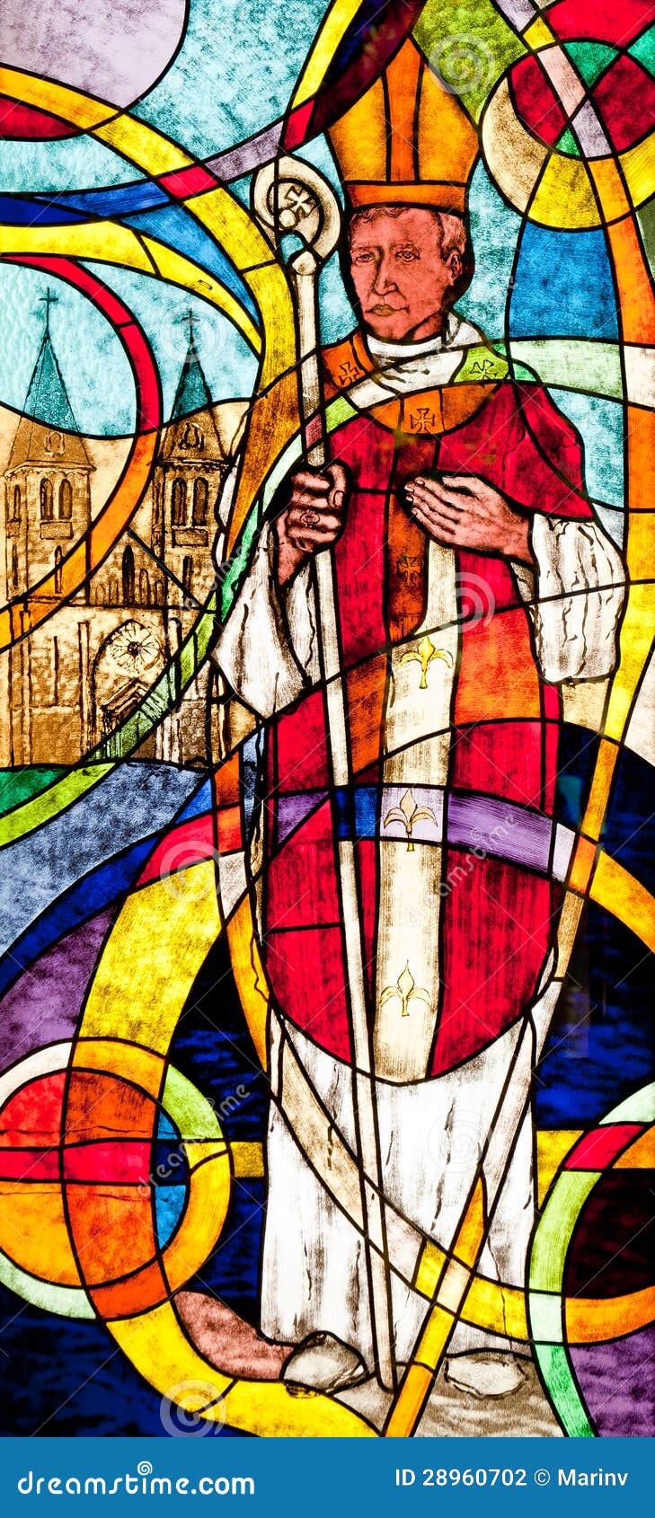 Stained Glass Showing the Bishop Stock Photo - Image of color ...