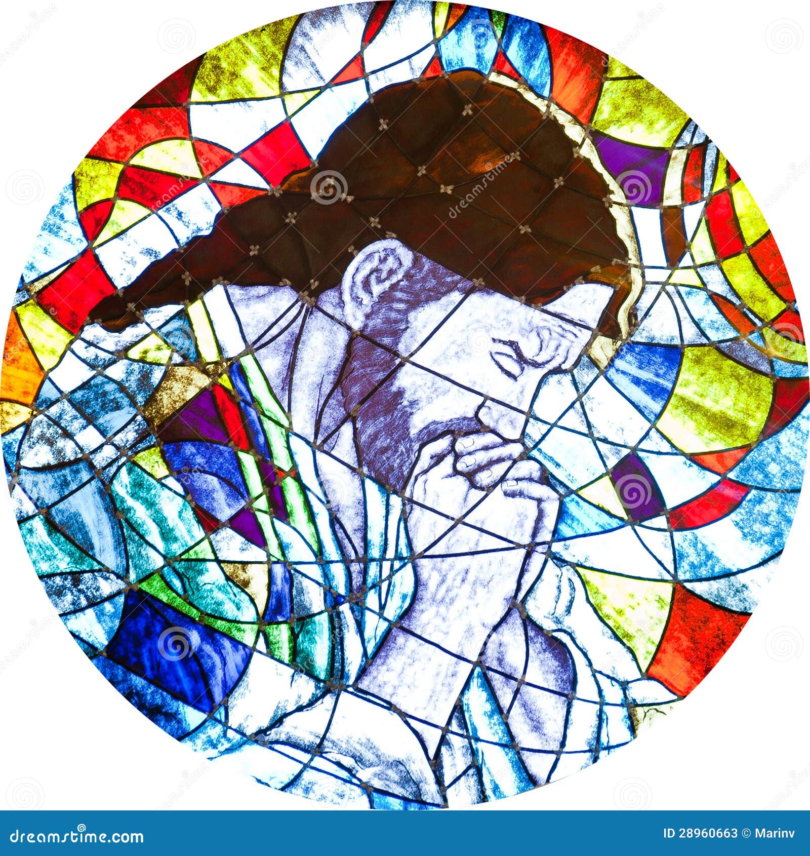 Stained Glass Showing Jesus Praying Stock Image - Image of bible ...