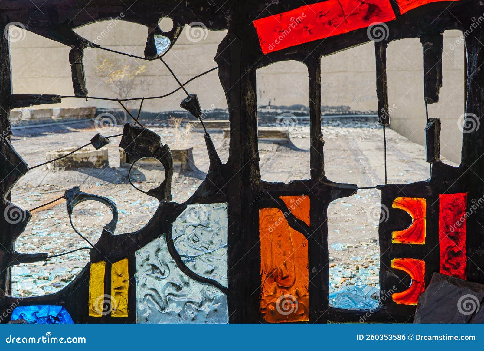 Stained Glass Smashed with a Hole Stock Photo - Image of fragility ...