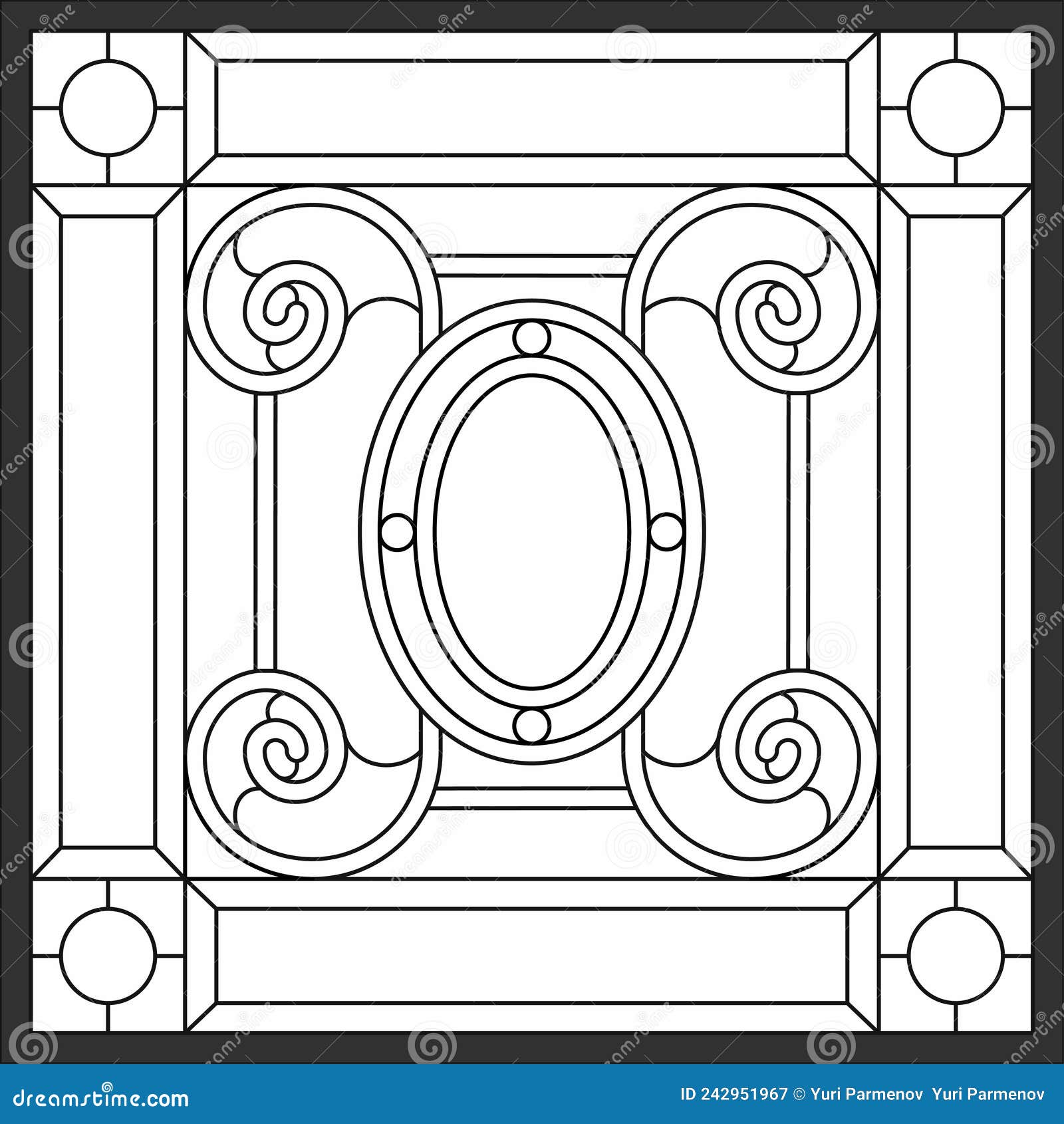 Stained Glass in Square Frame, Window on the Ceiling in Square Frame ...