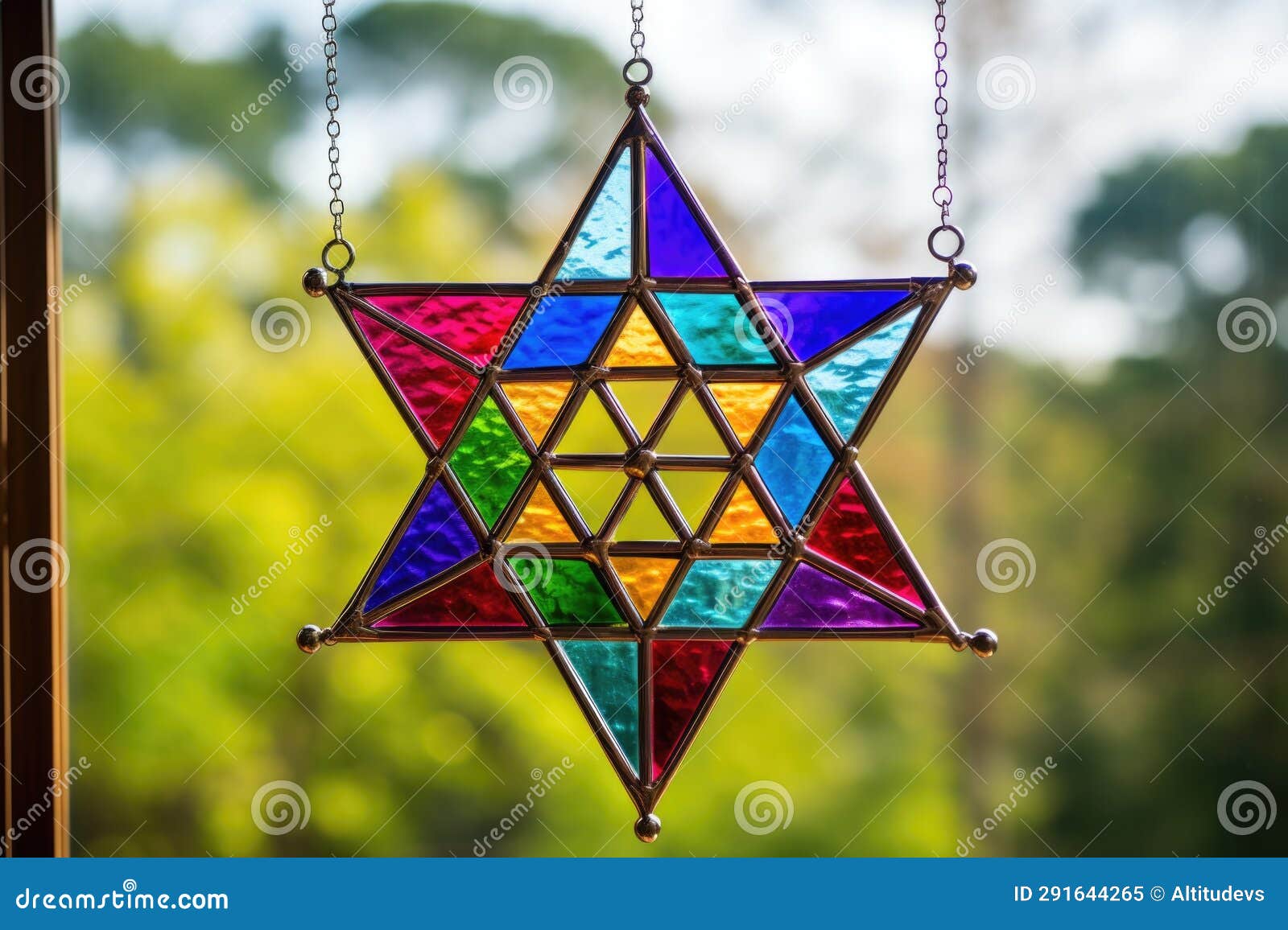 Stained Glass Star of David Sun-catcher Stock Image - Image of david ...