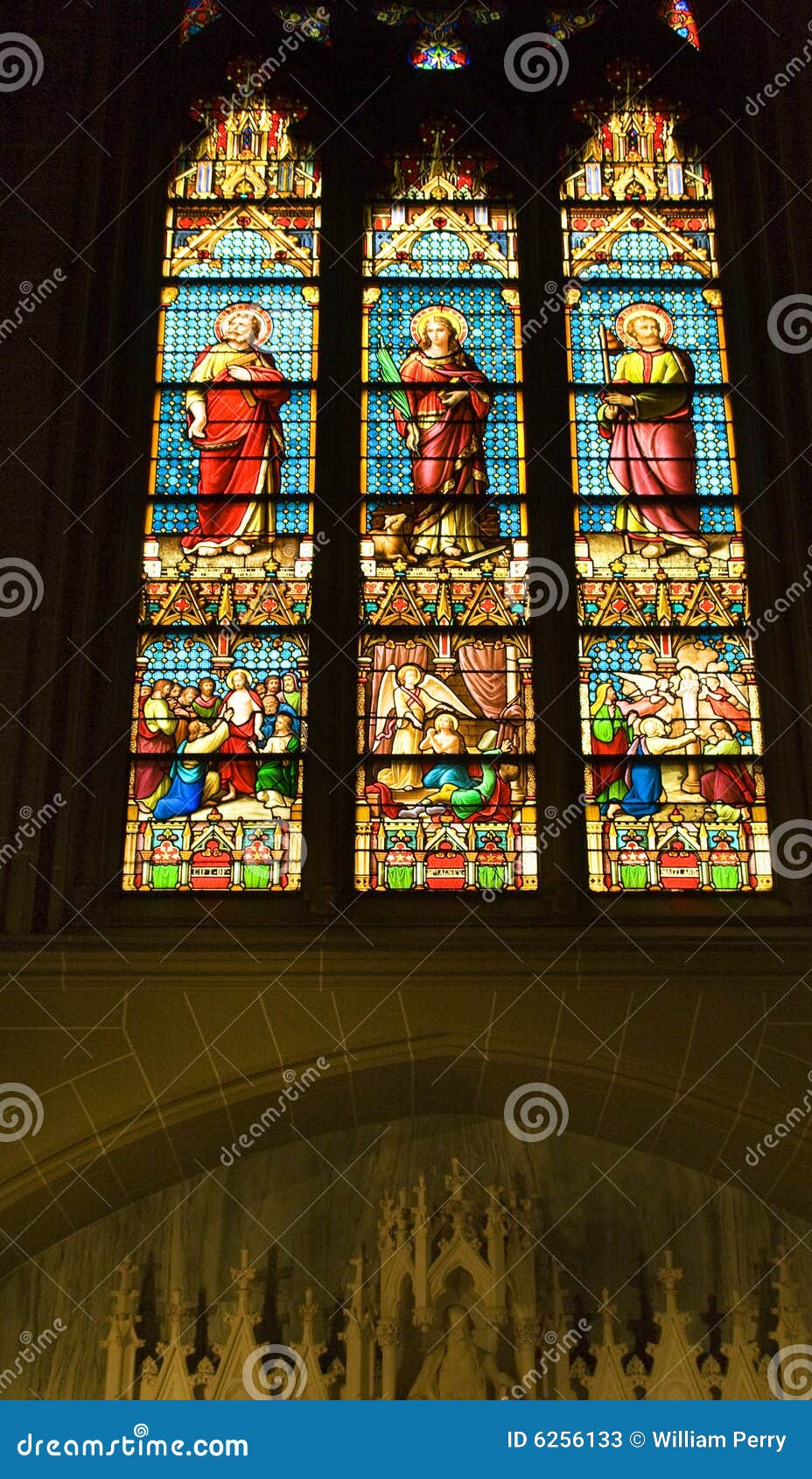 Stained Glass Statues Cathedral NYC Stock Image - Image of ornate ...