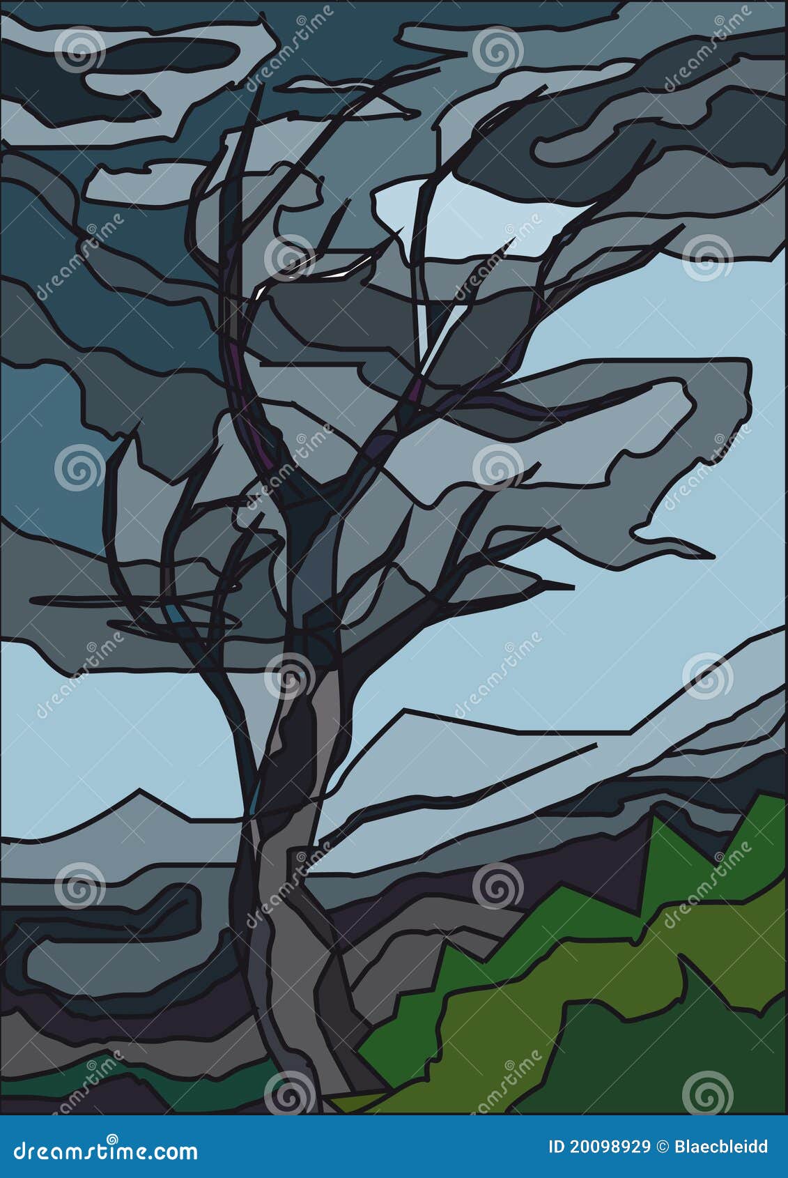 Stained Glass Tree stock vector. Illustration of glass - 20098929