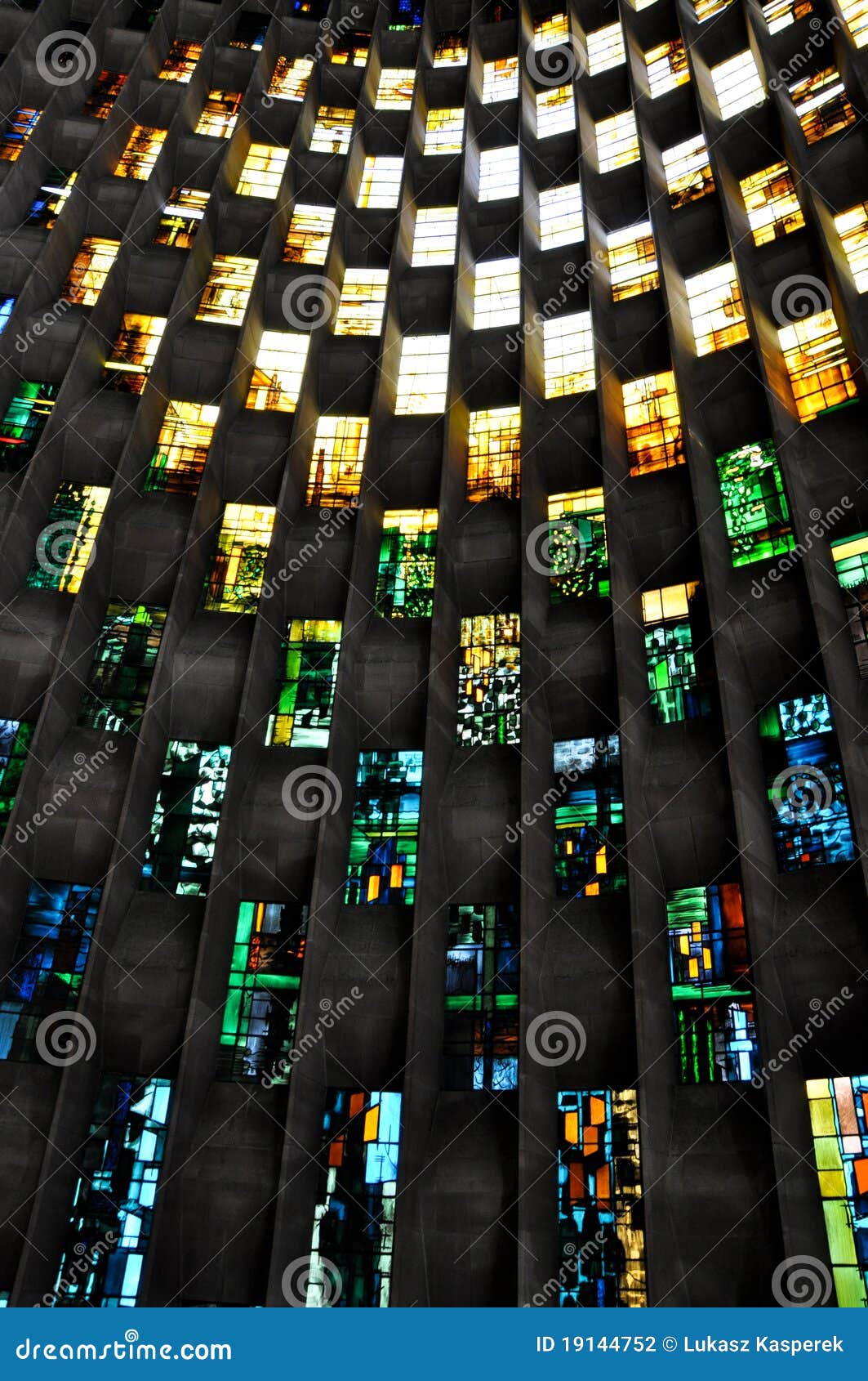 Stained Glass Wall, Coventry Cathedral Stock Photo - Image of colored ...