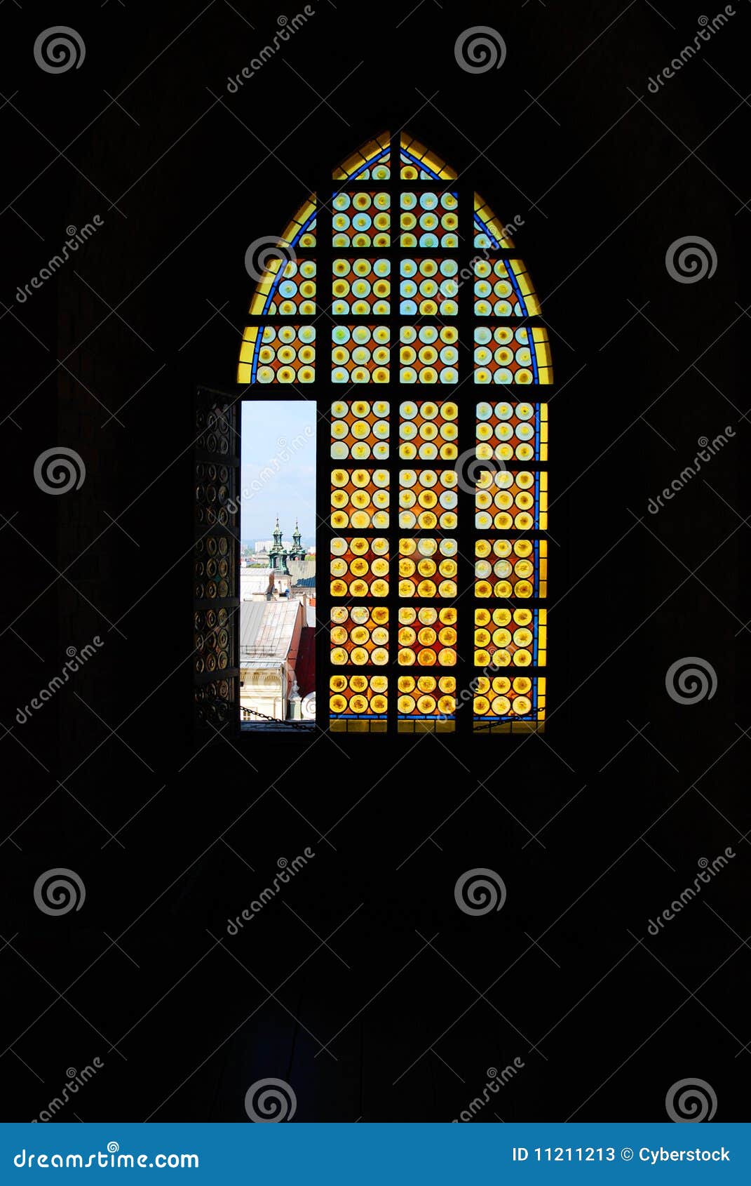 Stained glass window. stock image. Image of yellow, stained - 11211213