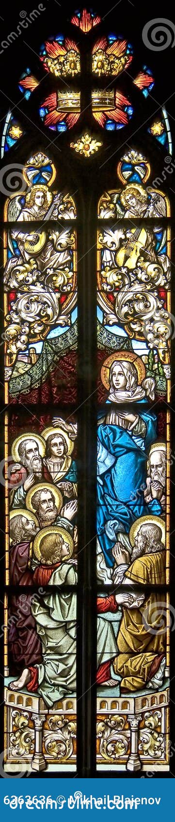 Stained-glass window 88 stock photo. Image of multicolored - 6363636