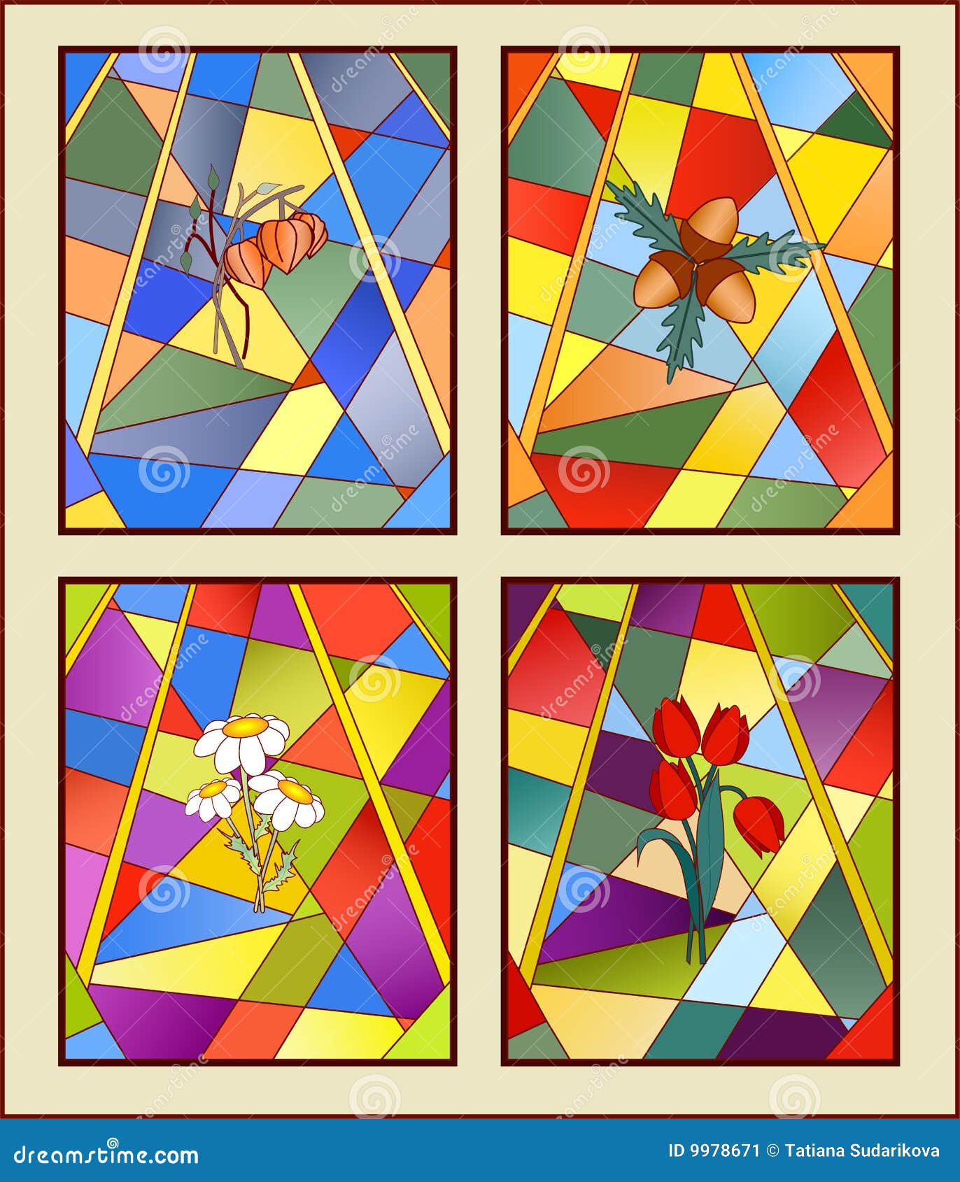 Stained-glass window stock vector. Illustration of stained - 9978671