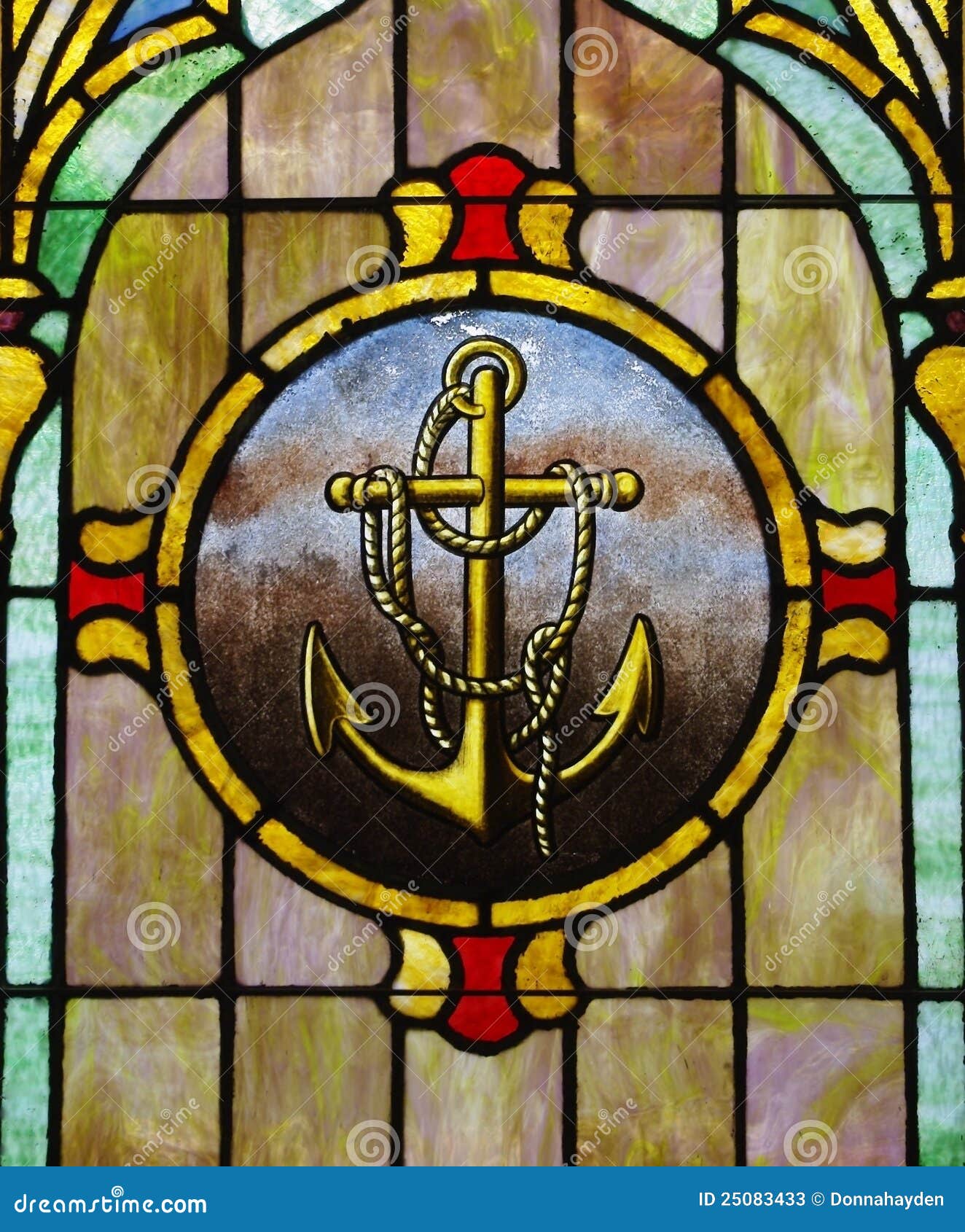 Stained Glass Window: Anchor Image Stock Image - Image of nautical ...