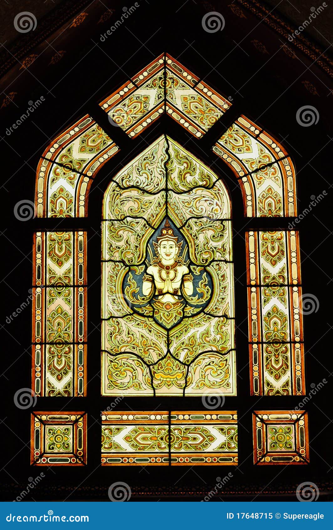 Stained Glass Window of Angel, Wat Benjamobopith Stock Image - Image of ...