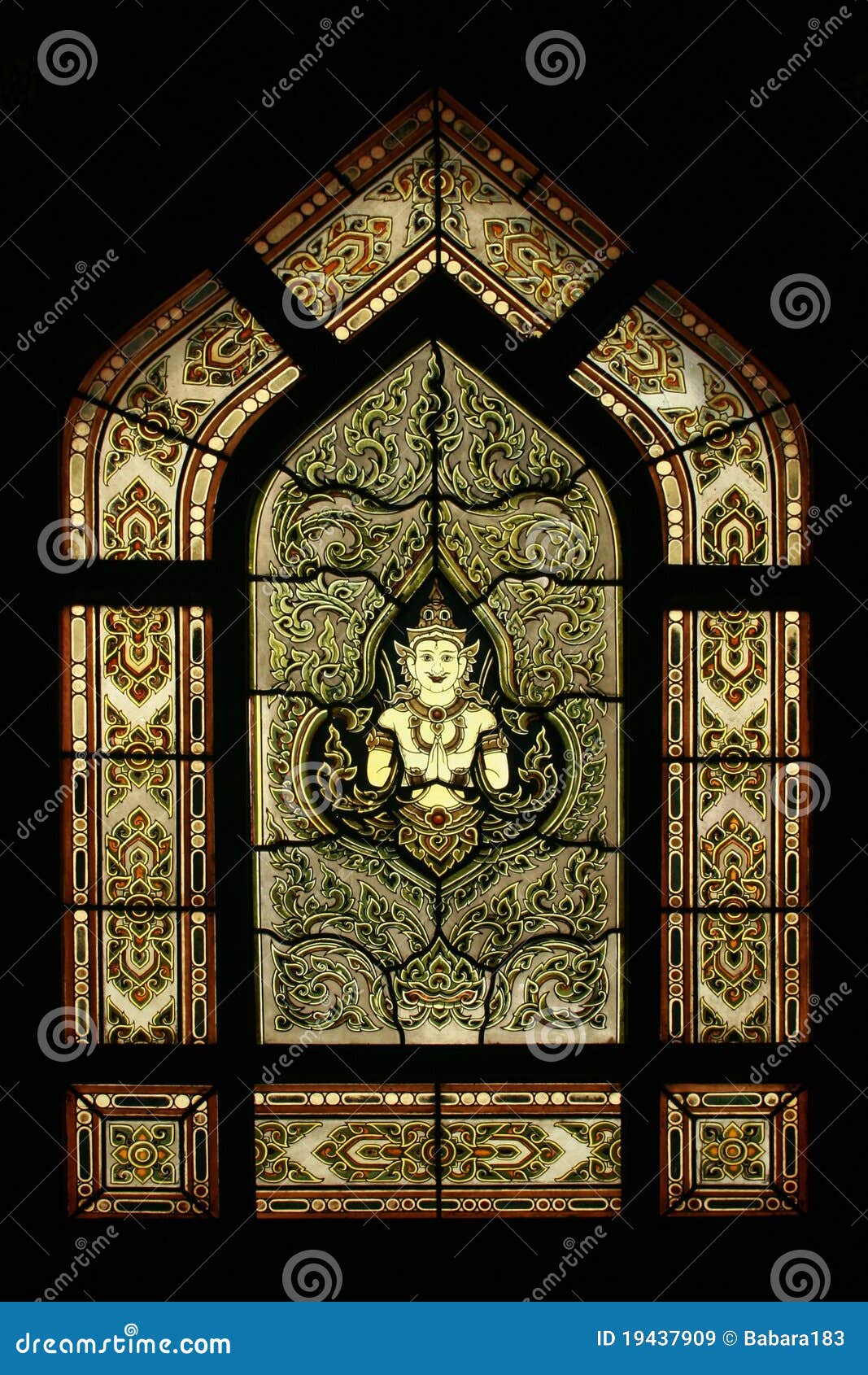 Stained Glass Window of Angel, Wat Benjamobopith Stock Image - Image of ...