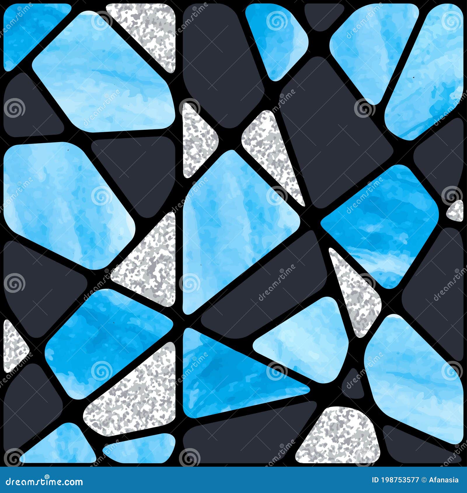 Stained Glass Window Background. Abstract Blue Mosaic Pattern Stock ...