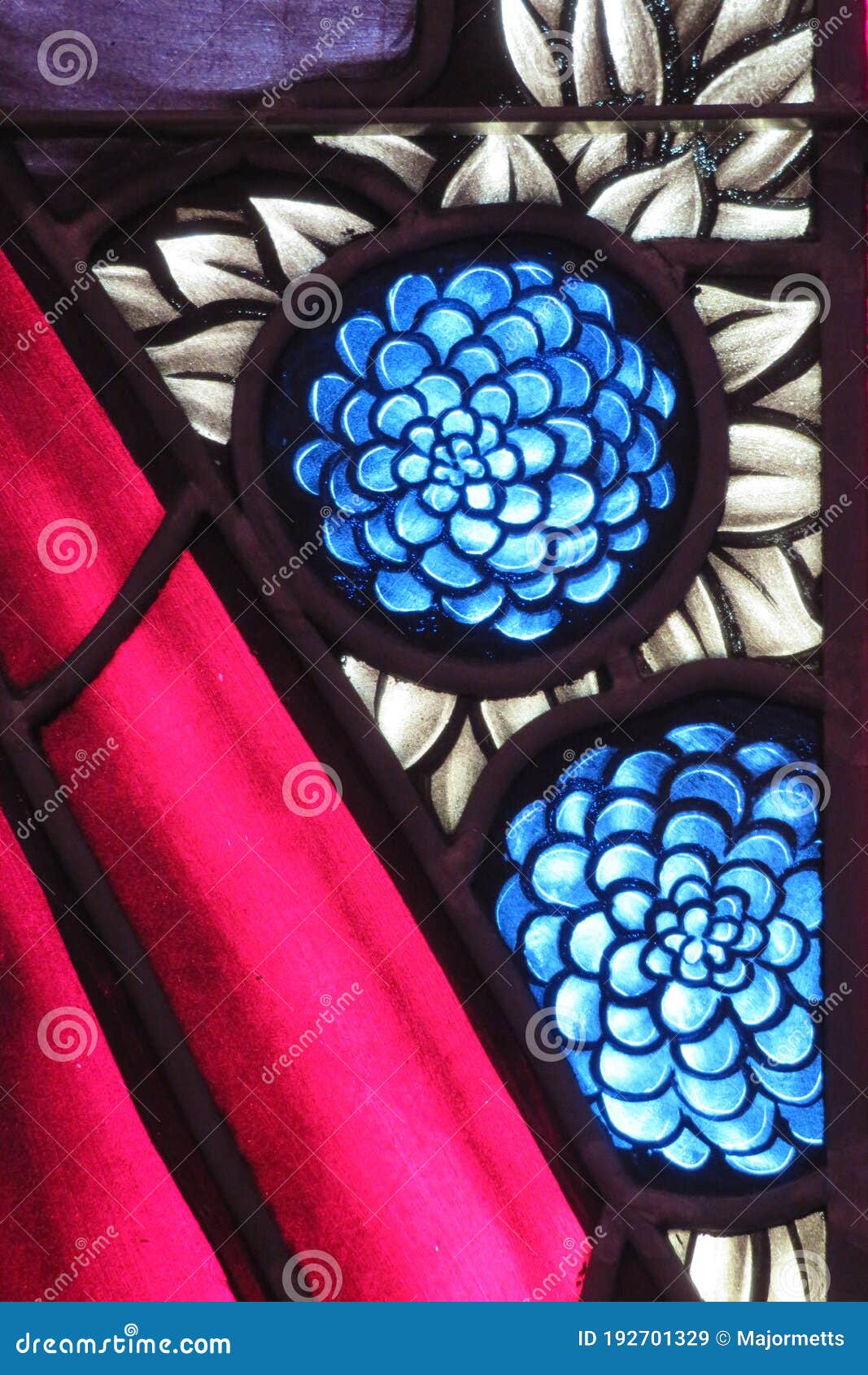 Stained Glass Window Blue Flowers Stock Image - Image of chrysanthemum ...