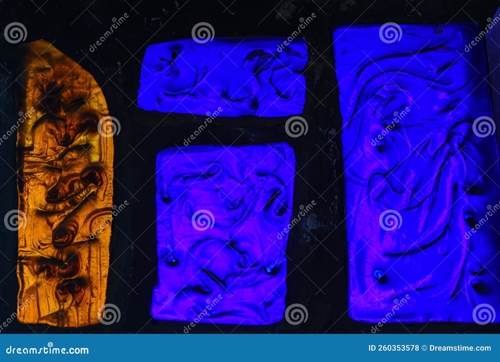 Stained Glass Window with Blue Pattern Stock Photo - Image of ...