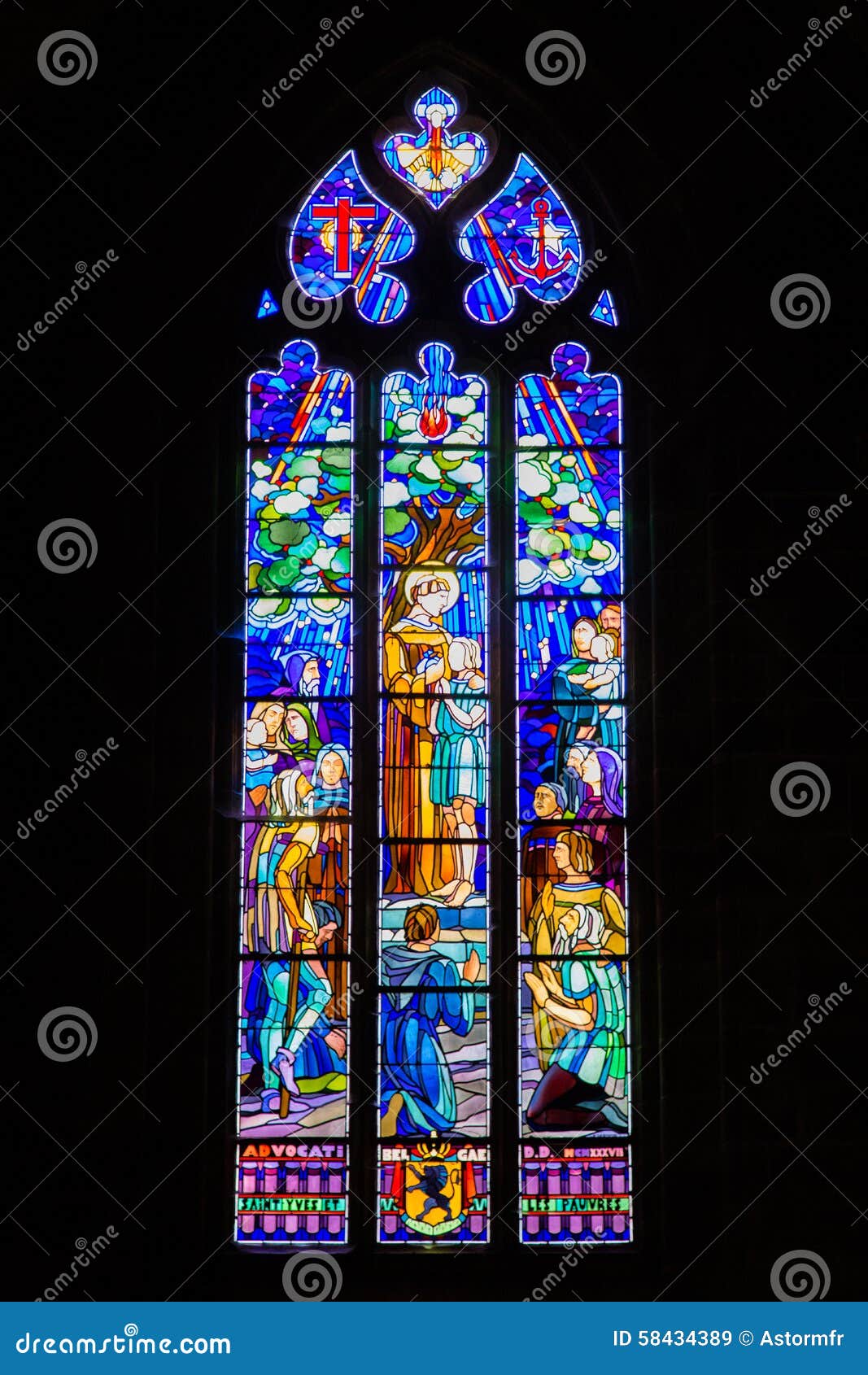 Stained Glass Window stock image. Image of church, colours - 58434389