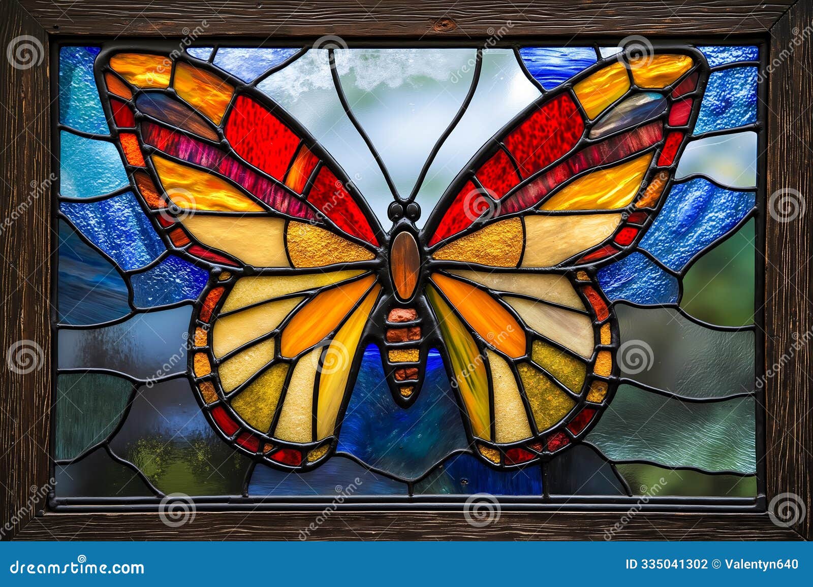 A Stained Glass Window with a Butterfly on it Stock Photo - Image of ...