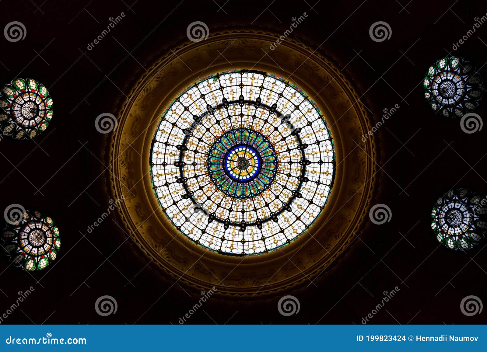 Stained Glass Window on the Ceiling in an Old Building Stock Photo ...