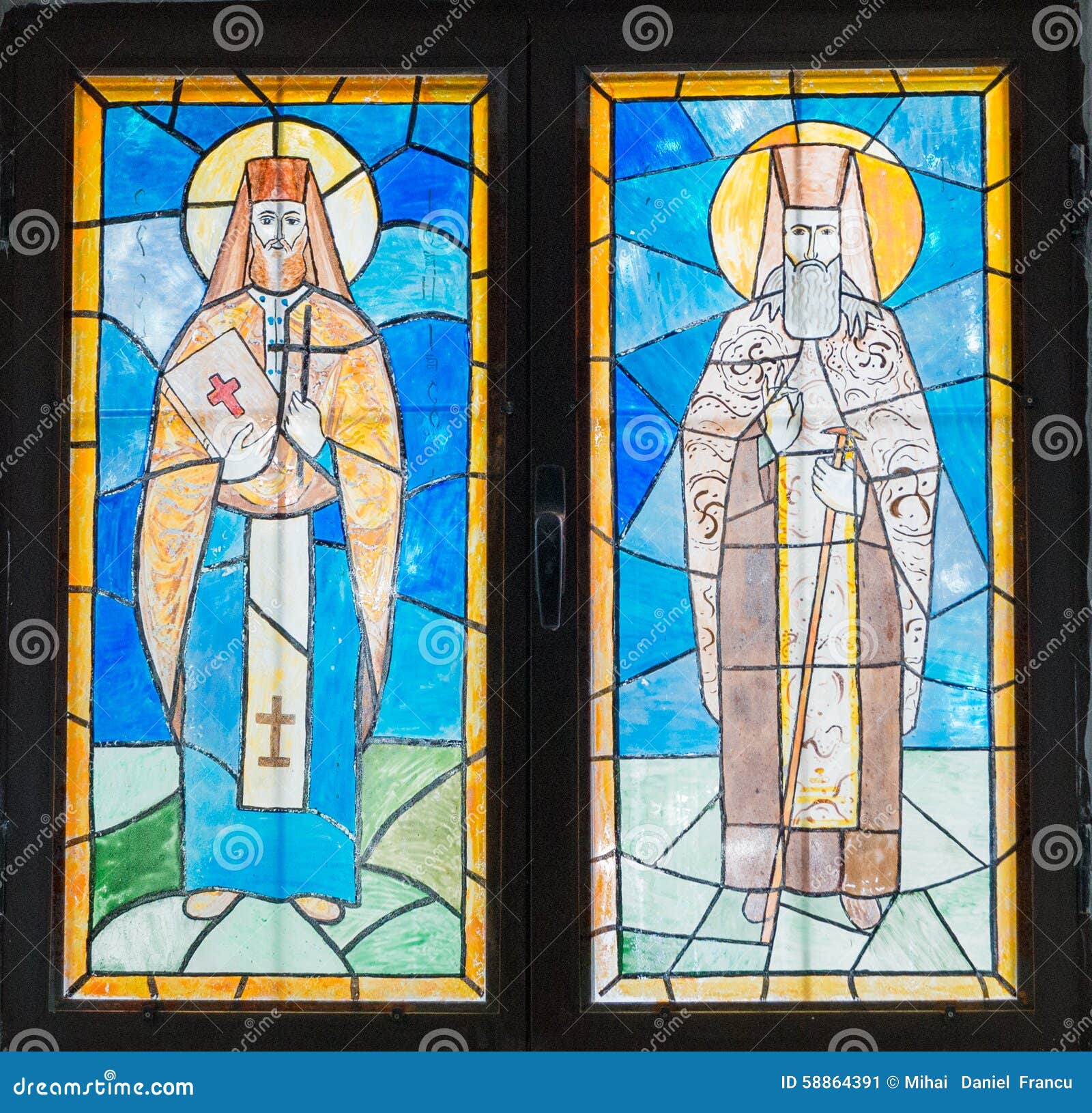 Stained Glass Window stock image. Image of priests, representing - 58864391