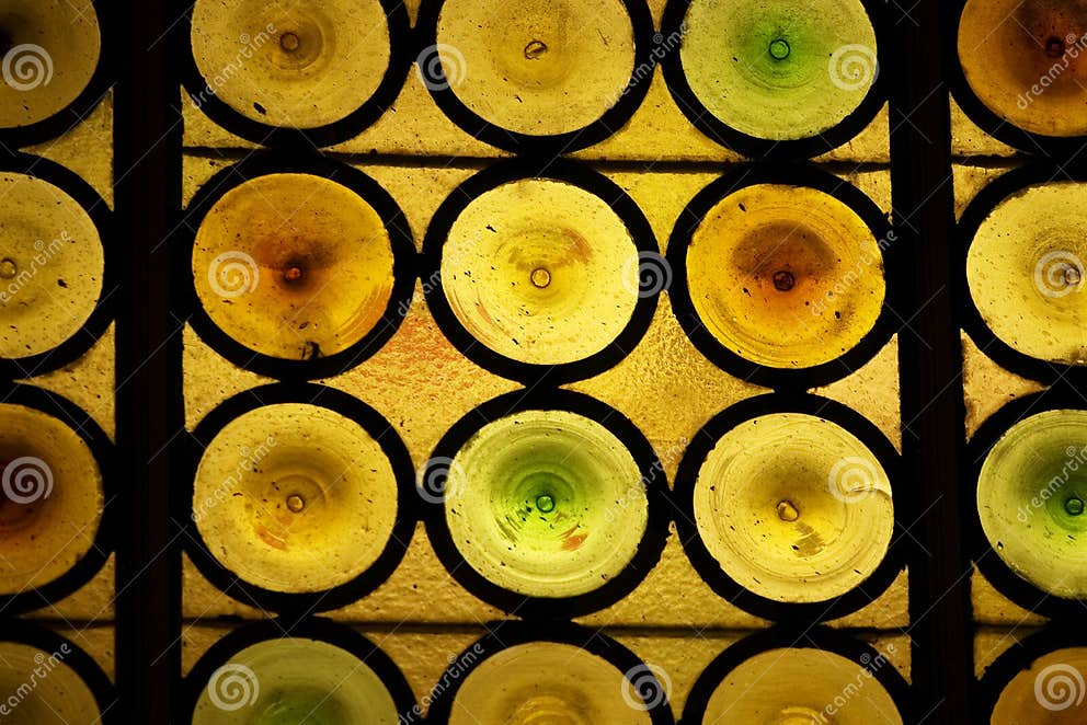 Stained Glass Window with Circles 2 Stock Image - Image of round, glass ...