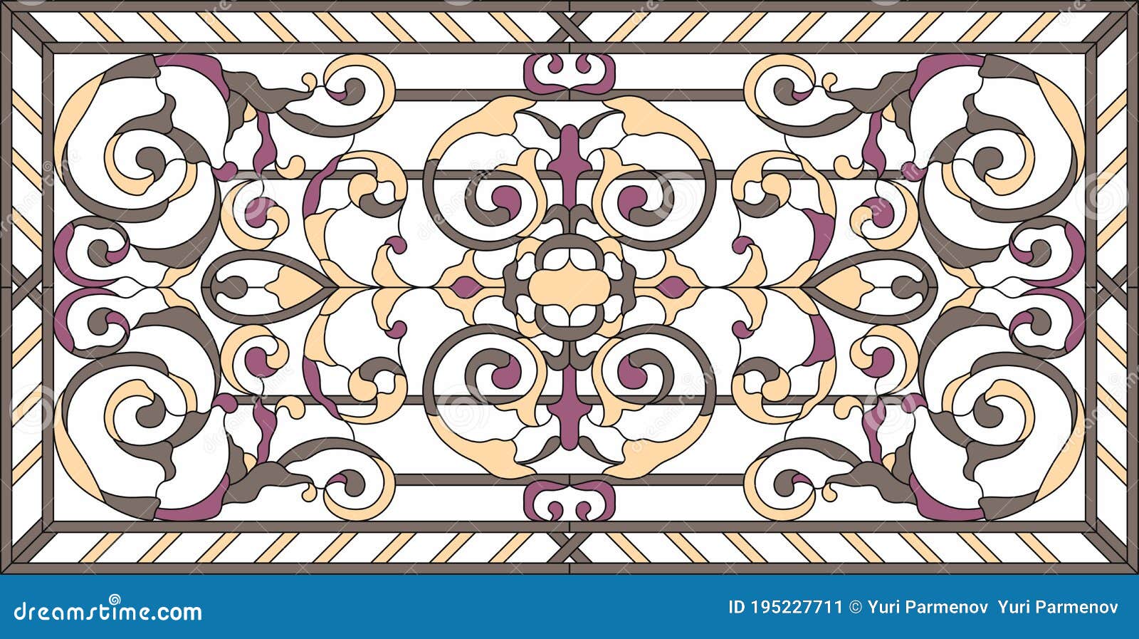 Stained Glass Window in Classic Style. Abstract Geometric Floral ...