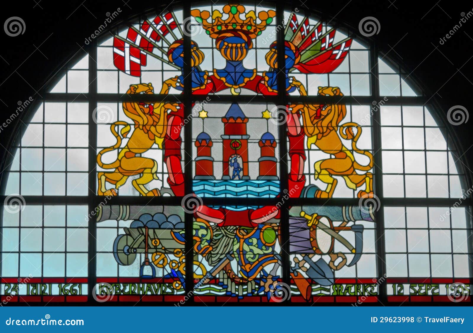 Stained-glass Window with Coat of Arms Stock Photo - Image of glass ...