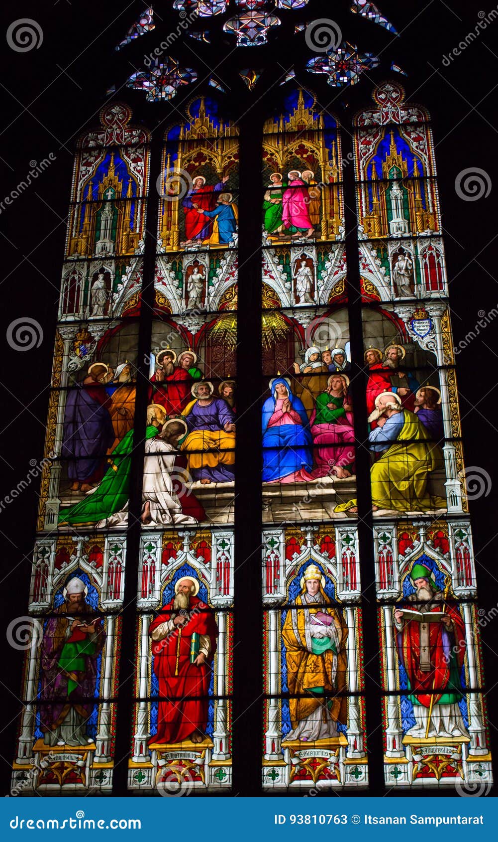 Stained Glass Window of Cologne Cathedral Stock Image - Image of ...