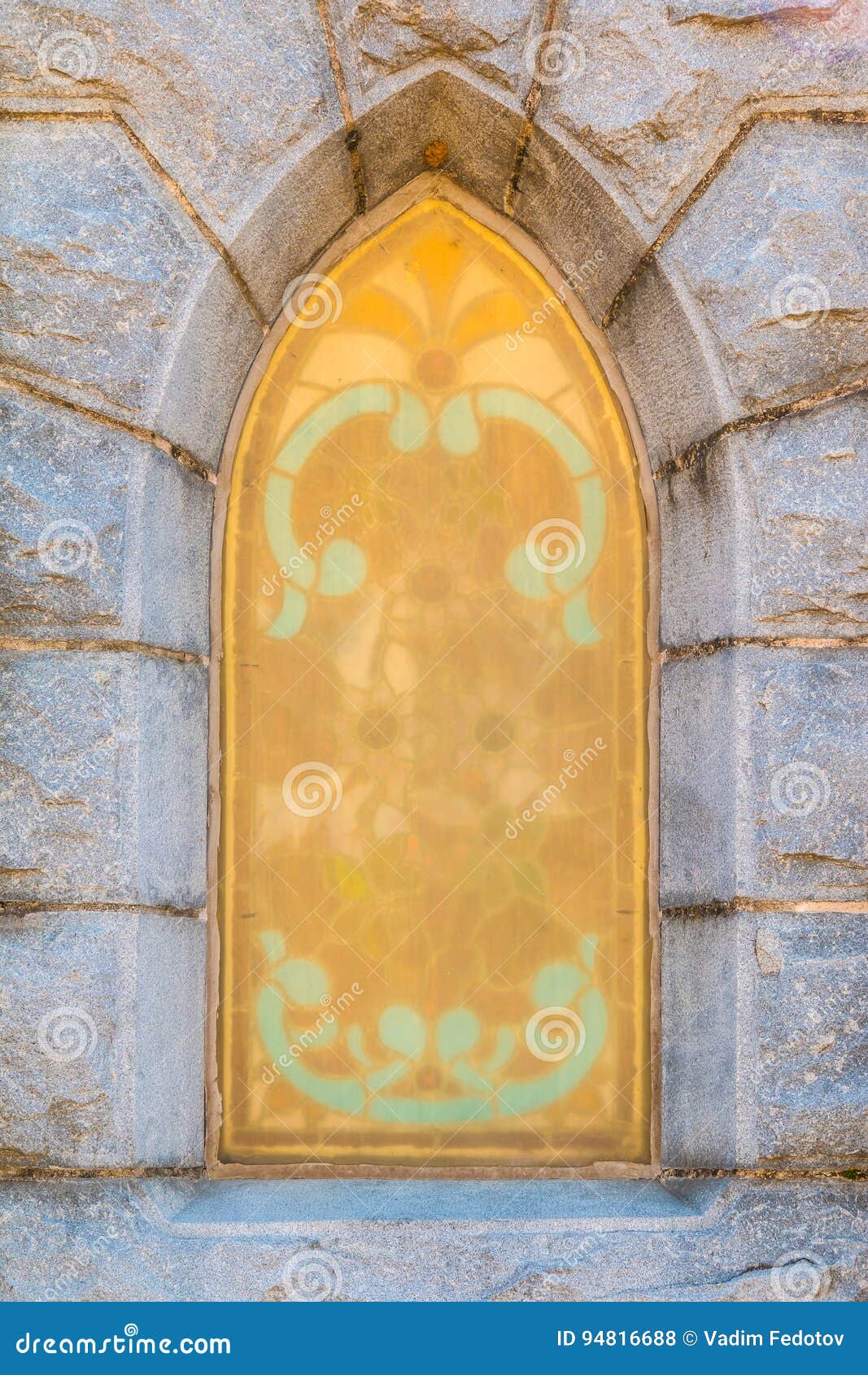 Stained-glass Window of Crypt Stock Photo - Image of closeup, orange ...
