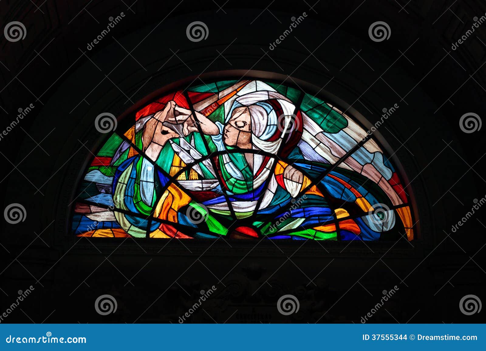 Stained Glass Window of Fatima Stock Photo - Image of wings, saint ...