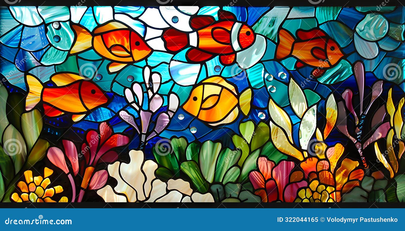 A Stained Glass Window with Fish and Corals Stock Image - Image of ...