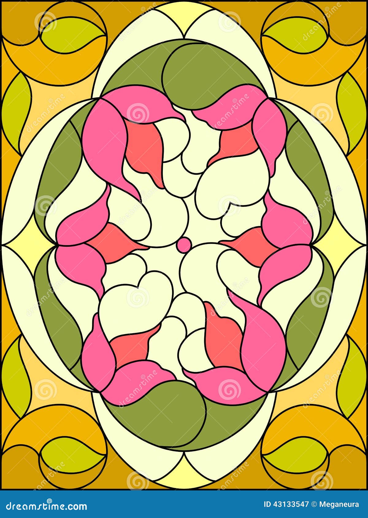 Stained Glass Window. Floral Pattern. Composition of Stylized Fl Stock ...