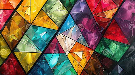 Stained Glass Window with a Geometric Pattern AIG51A Stock Image ...