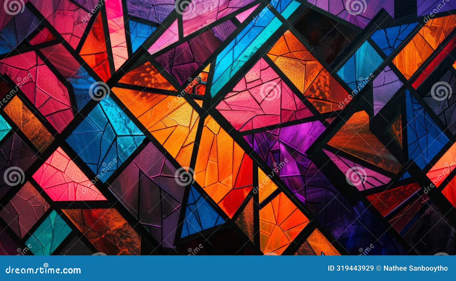 Stained Glass Window with a Geometric Pattern in Bright Colors Stock ...