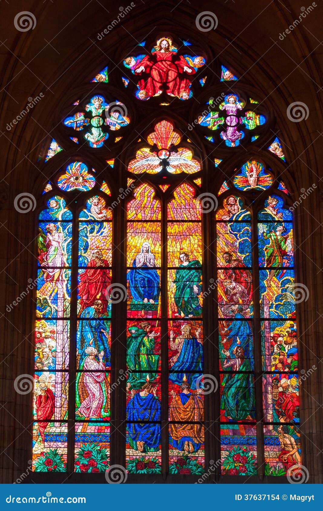 Stained-glass Window Inside the Church Stock Photo - Image of places ...
