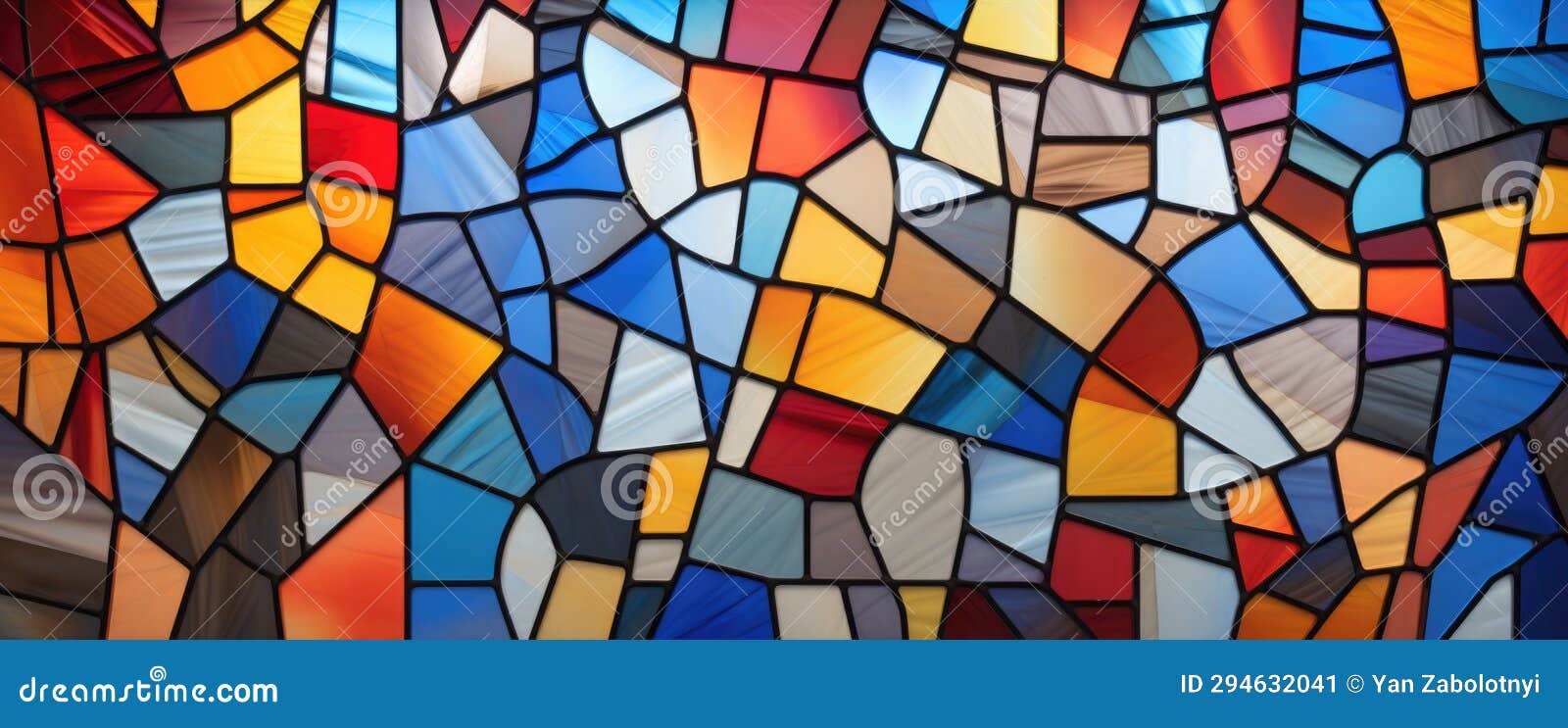 Stained Glass Window with Irregular Block Pattern Stock Illustration ...