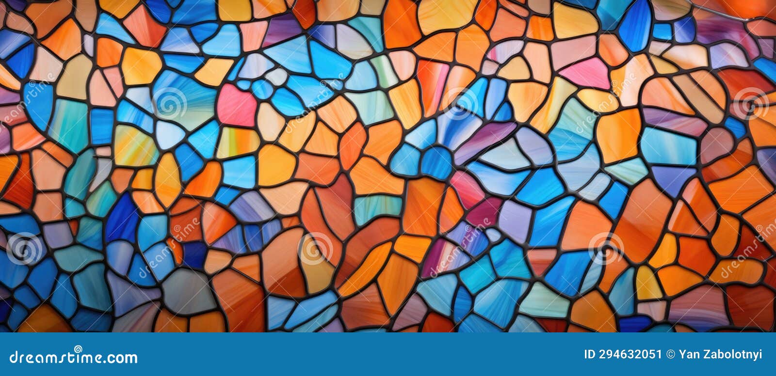 Stained Glass Window with Irregular Block Pattern Stock Illustration ...