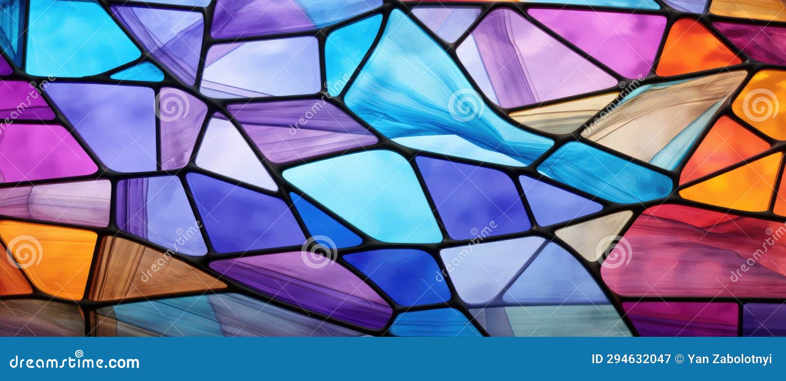Stained Glass Window with Irregular Block Pattern Stock Illustration ...