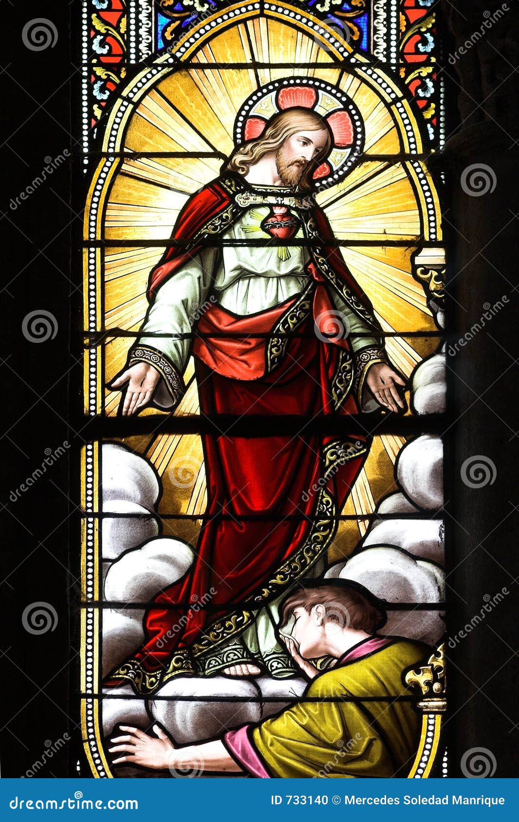 Stained Glass Window with Jesus Editorial Image - Image of feudalism ...