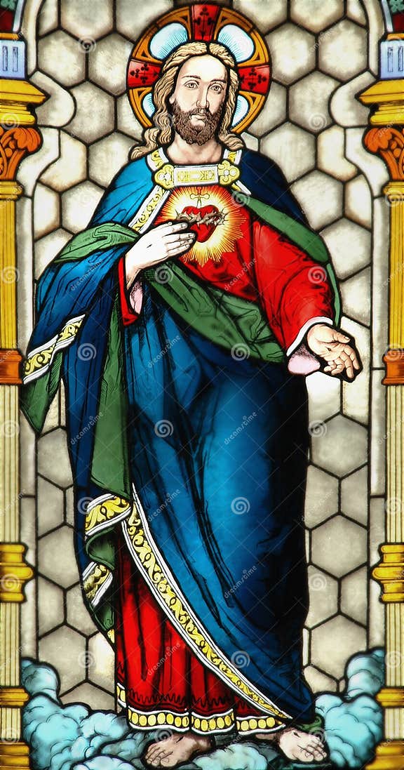 Stained-glass Window of Jesus Stock Image - Image of catholicism ...