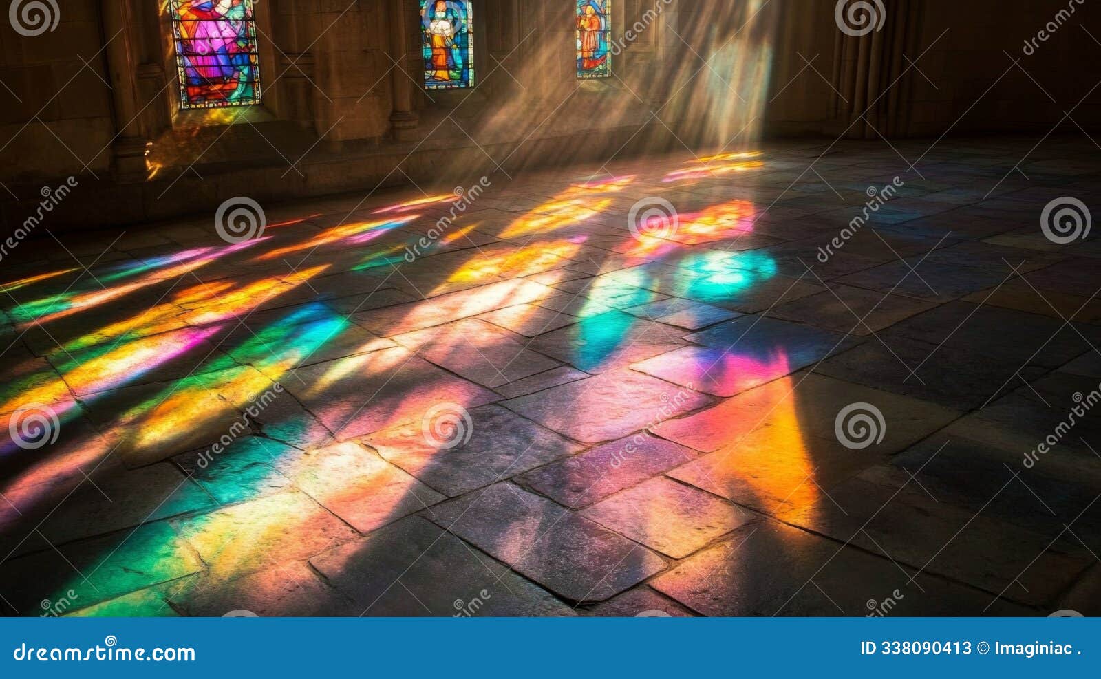 Stained Glass Window Light Patterns on Stone Floor Stock Illustration ...