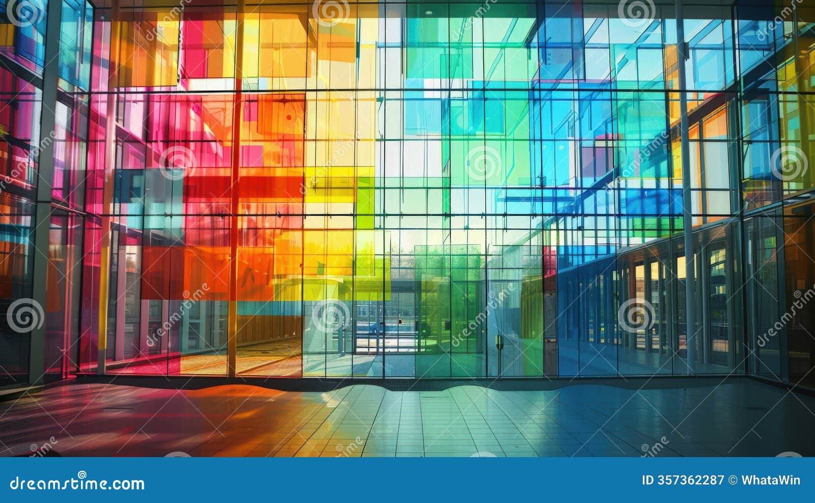 Stained Glass Window in a Modern Building Stock Image - Image of ...
