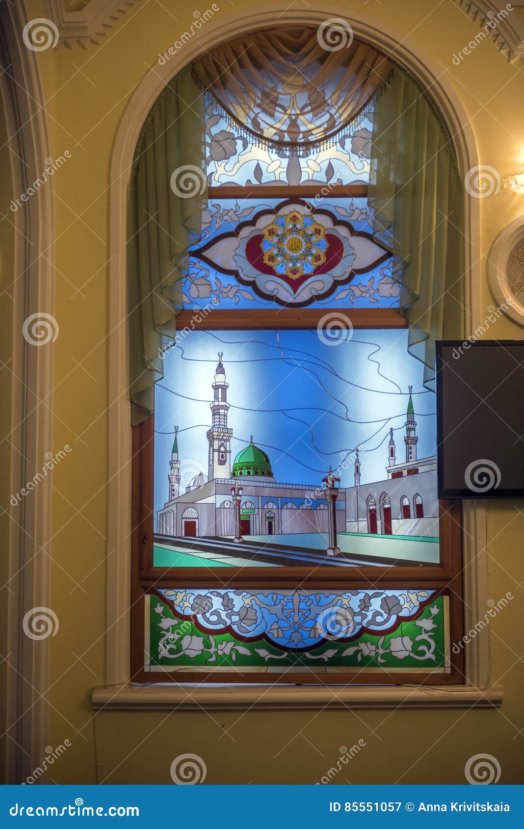 Stained Glass Window in the Mosque Editorial Photography - Image of ...