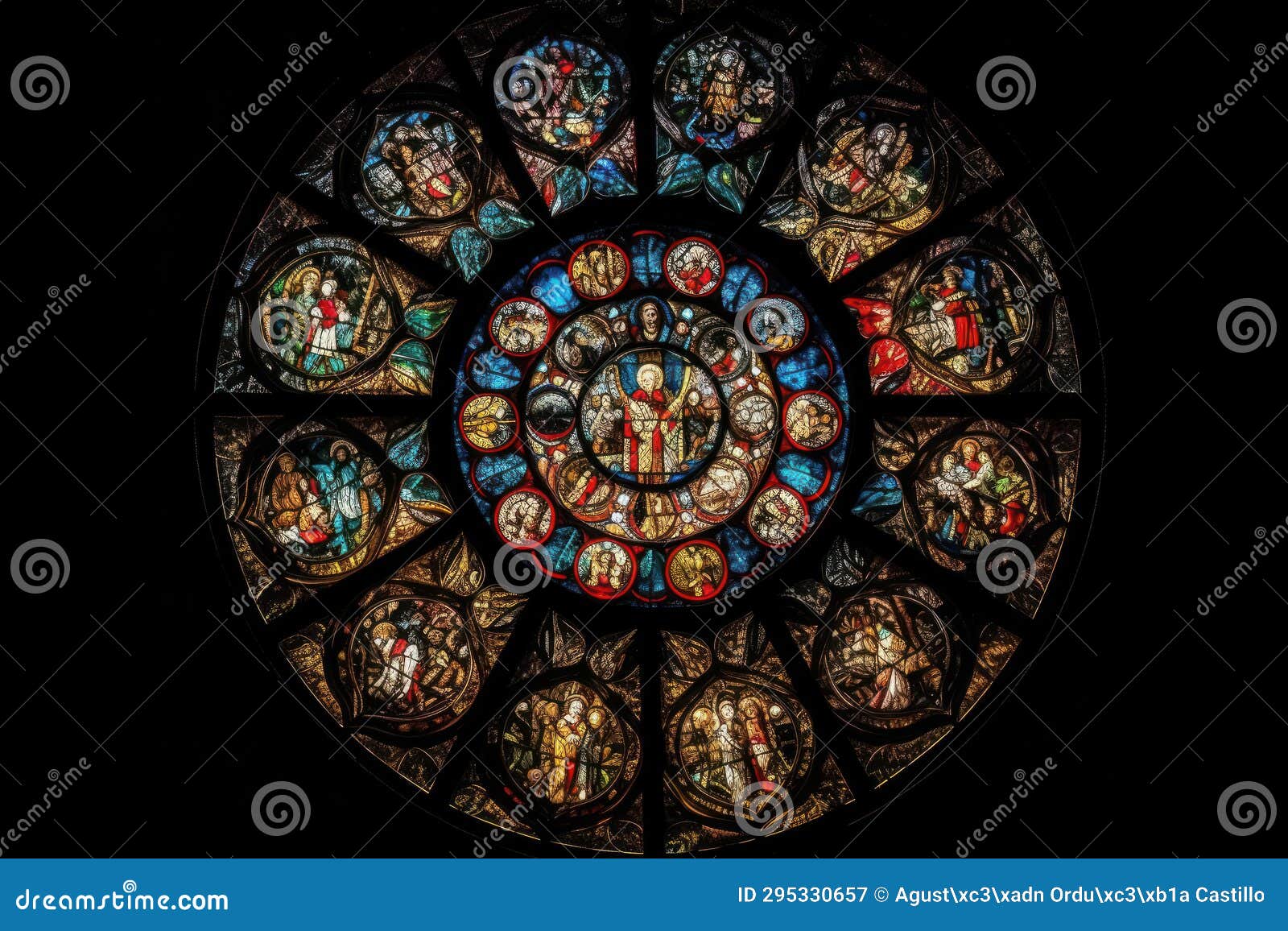 Stained Glass Window with Motifs of the Nativity of Jesus. Stock ...