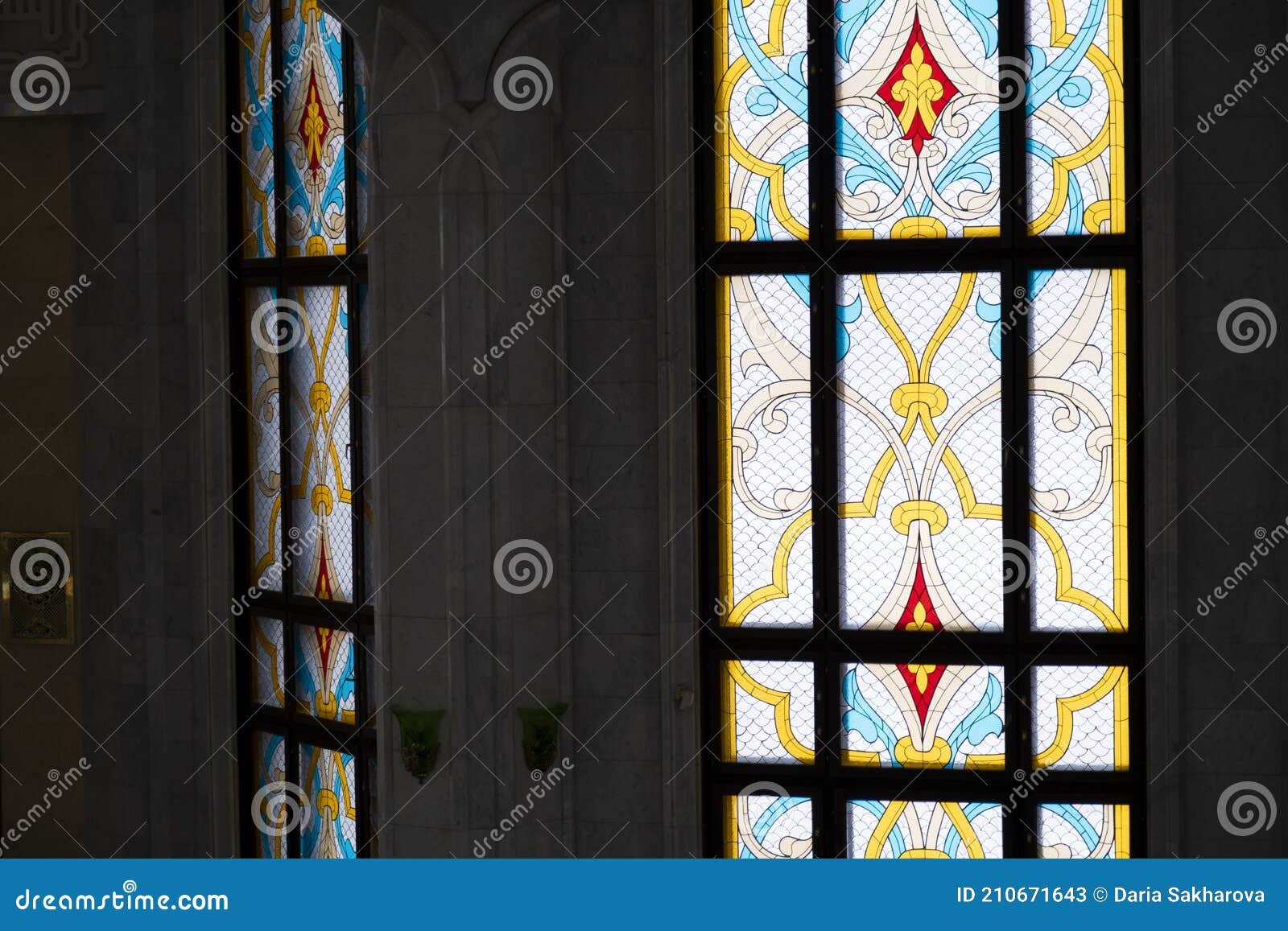 Stained Glass Window. an Old Window in a Mosque Stock Image - Image of ...