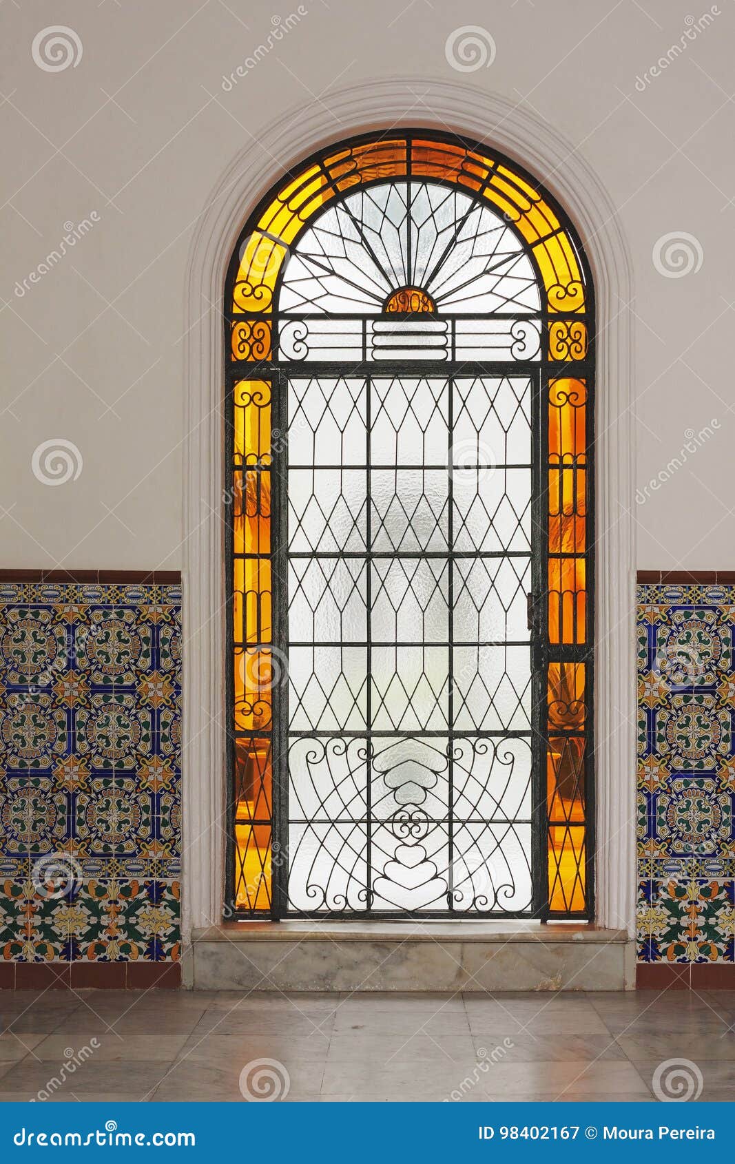 Stained-glass Window in Orange Color Stock Image - Image of metal ...