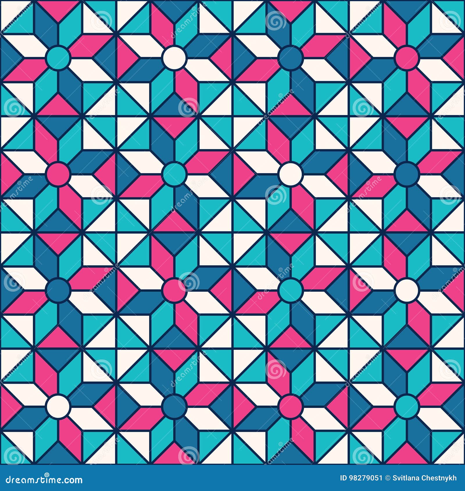 Stained-glass Window Pattern with Simple Shapes. Stock Vector ...