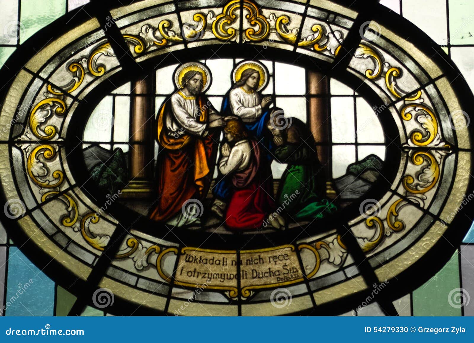 Stained glass stock photo. Image of 1945, parish, koci - 54279330