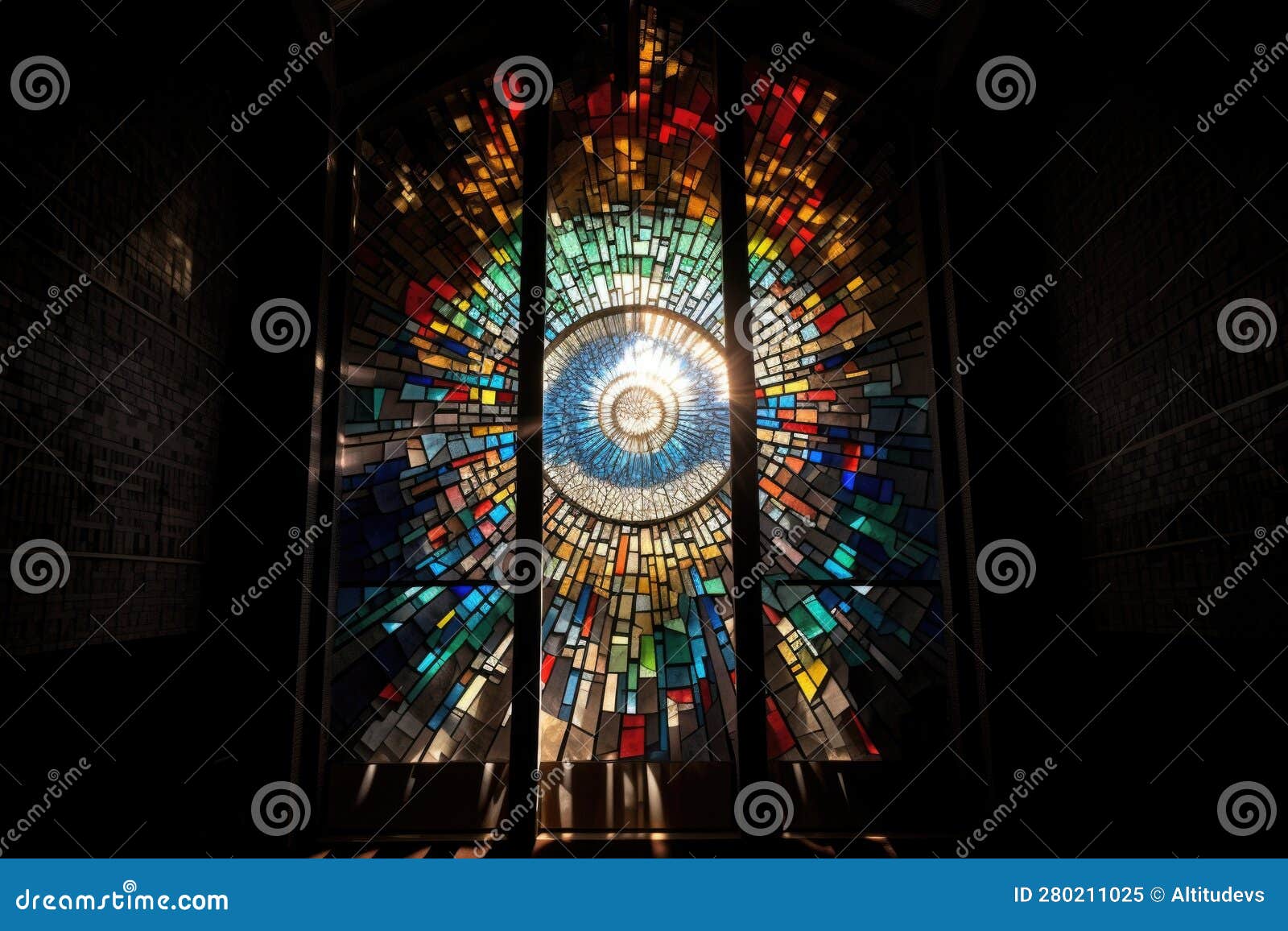 Stained Glass Window, with Rays of Light Shining through and Creating a ...