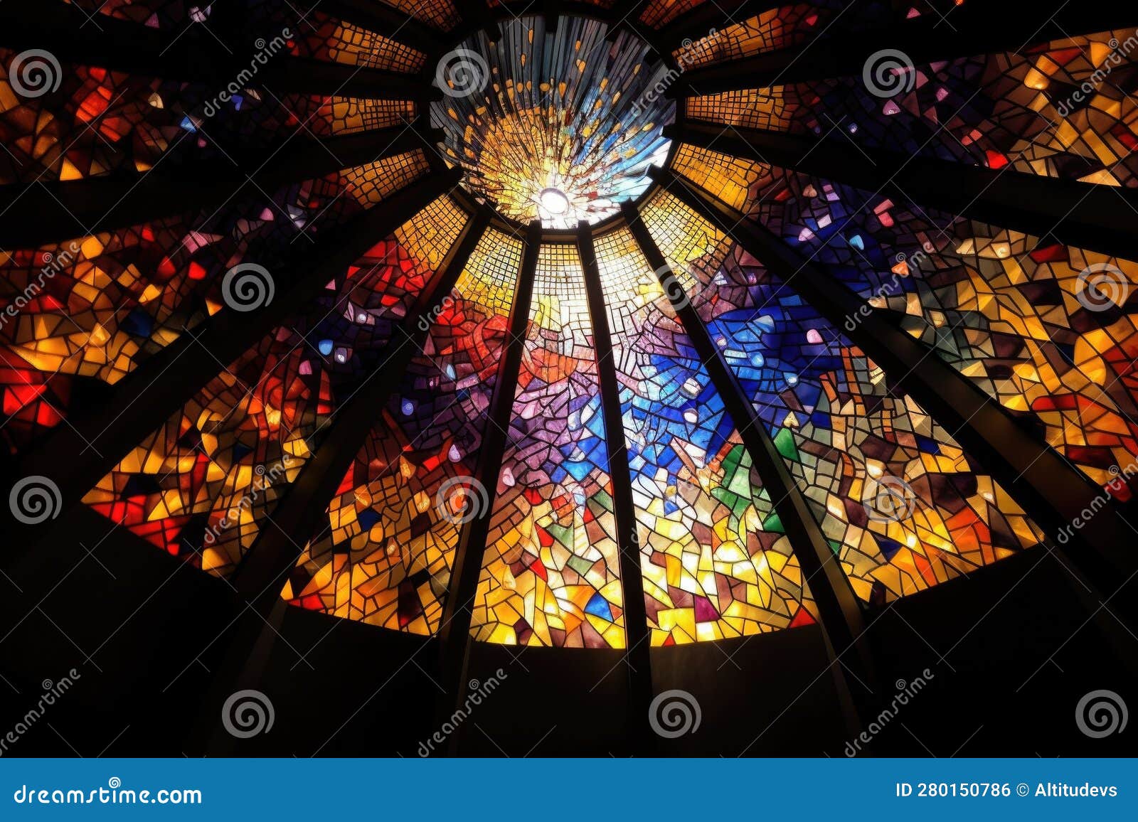 Stained Glass Window, with Rays of Light Shining through and Creating a ...