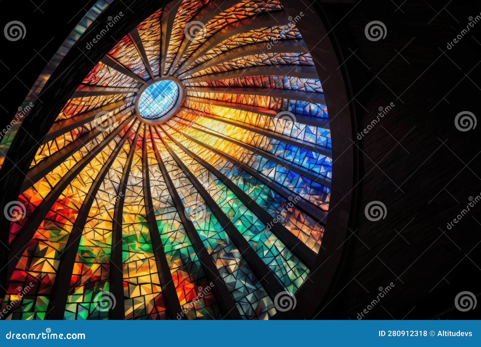 Stained Glass Window, with Rays of Light Shining through and Creating a ...