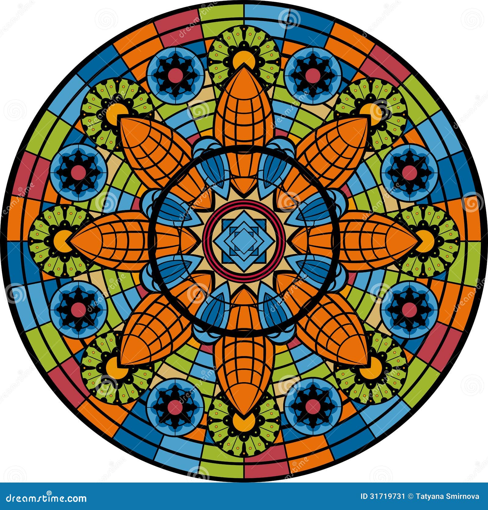 Rosette Window Leadlight Radial Dot Patterns Vector Illustration ...