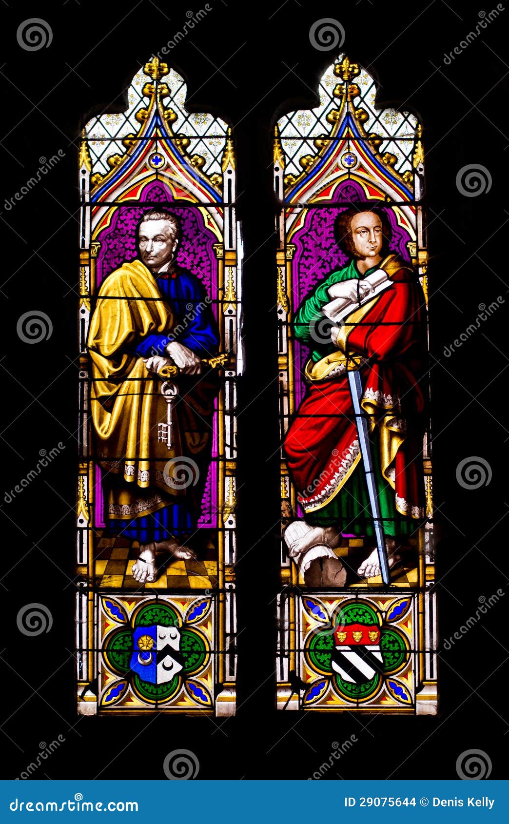 Stained Glass Window Saints Paul and Peter Stock Photo - Image of ...